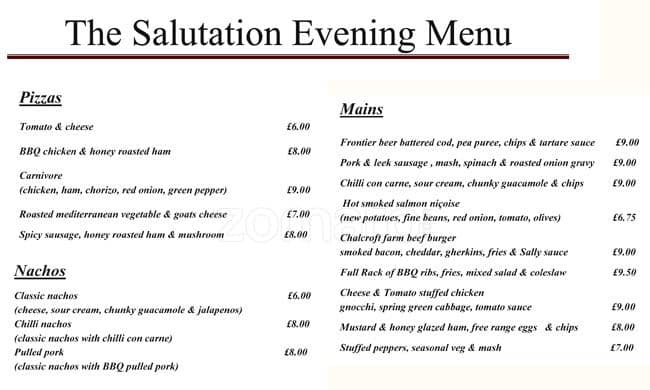 Menu at The Salutation & Thai Restaurant, London