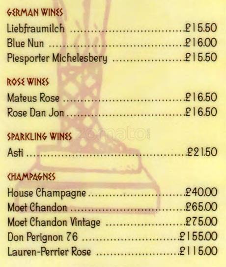 Menu at Apollo restaurant, London, 134A Seven Sisters Rd