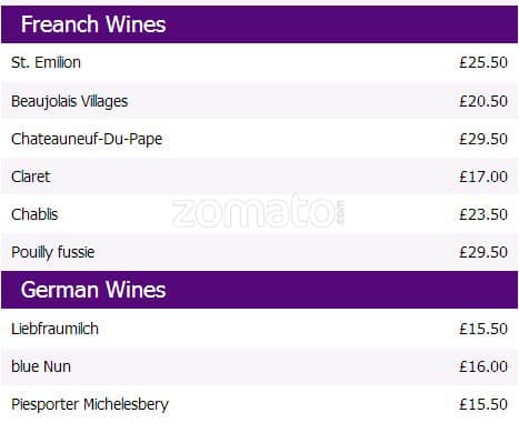 Menu at Apollo restaurant, London, 134A Seven Sisters Rd