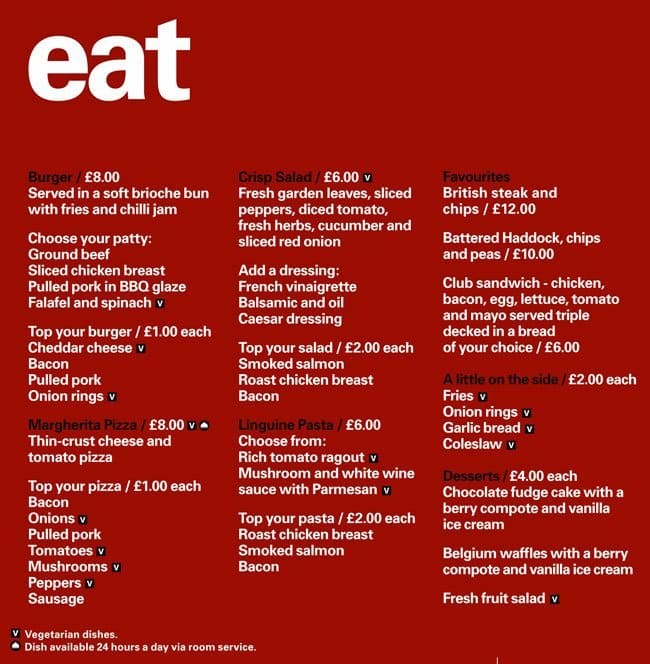 Menu at Squares restaurant, London