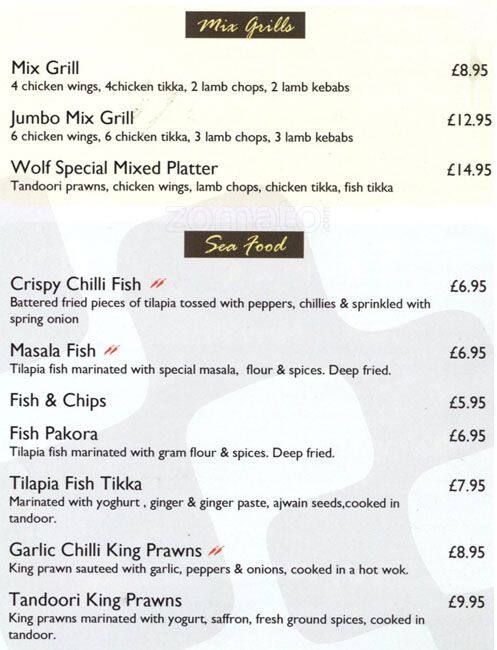 Menu at The Wolf pub & bar, Southall
