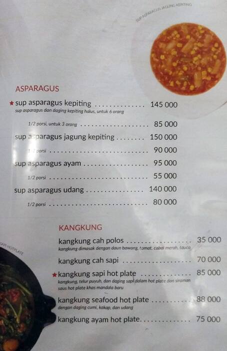 Menu at Mandala Baru, Jakarta, Jl. Tebah III No.38