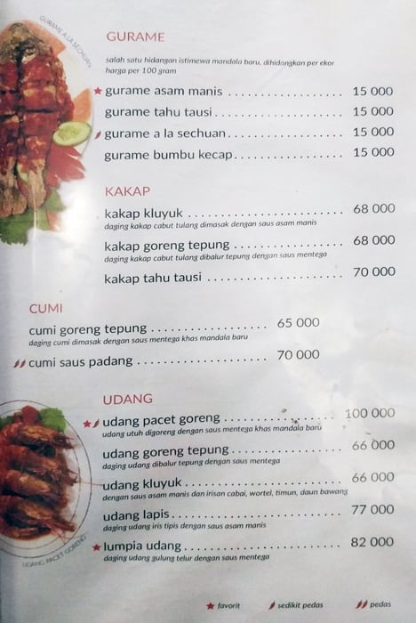 Menu at Mandala Baru, Jakarta, Jl. Tebah III No.38