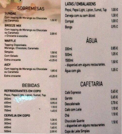 Carta de comida rápida Burger Ranch, Lisboa, R. Agostinho Neto 16H