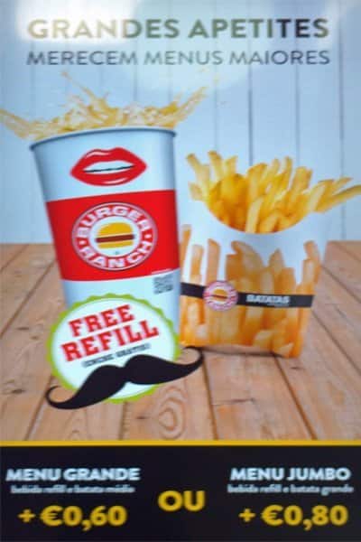 Menu em Burger Ranch restaurante de fast food, Lisboa, R. Agostinho ...
