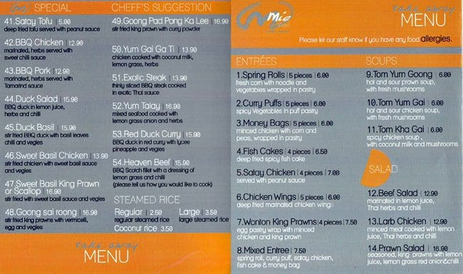 Mie Thai Menu, Menu for Mie Thai, Gymea, Sydney - Urbanspoon/Zomato