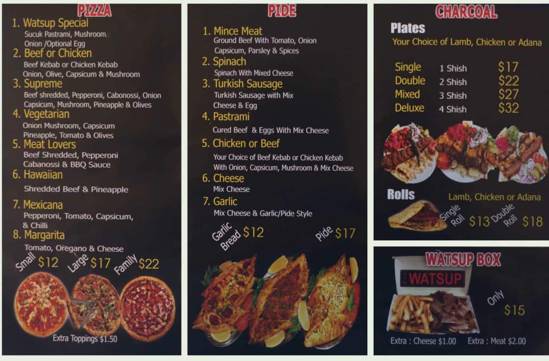 Menu at Watsup Brothers fast food, Gledswood Hills, 13/1 Gregory Hills Dr