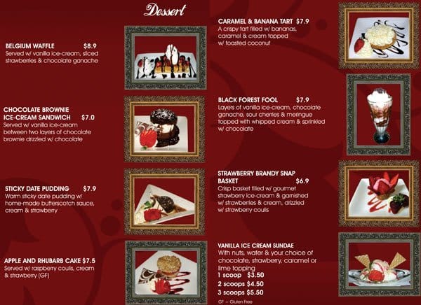 Menu at Windsor Hotel restaurant, Windsor Gardens