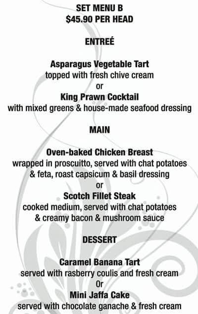 Menu at Windsor Hotel restaurant, Windsor Gardens