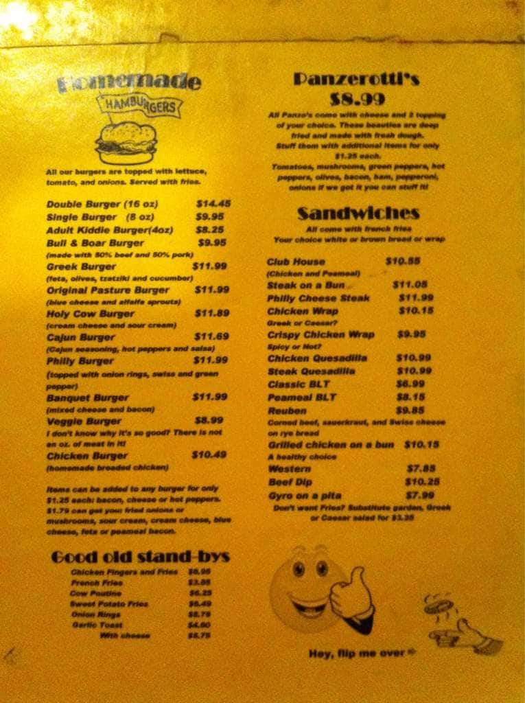 Menu at The Cow and Sow Local Saloon and Eatery Eatery pub & bar ...