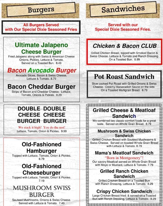 Menu at Rocket Wings & Dixie Grill steakhouse, Seguin, 380 Texas Hwy 123