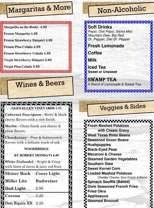 Menu at Rocket Wings & Dixie Grill steakhouse, Seguin, 380 Texas Hwy 123