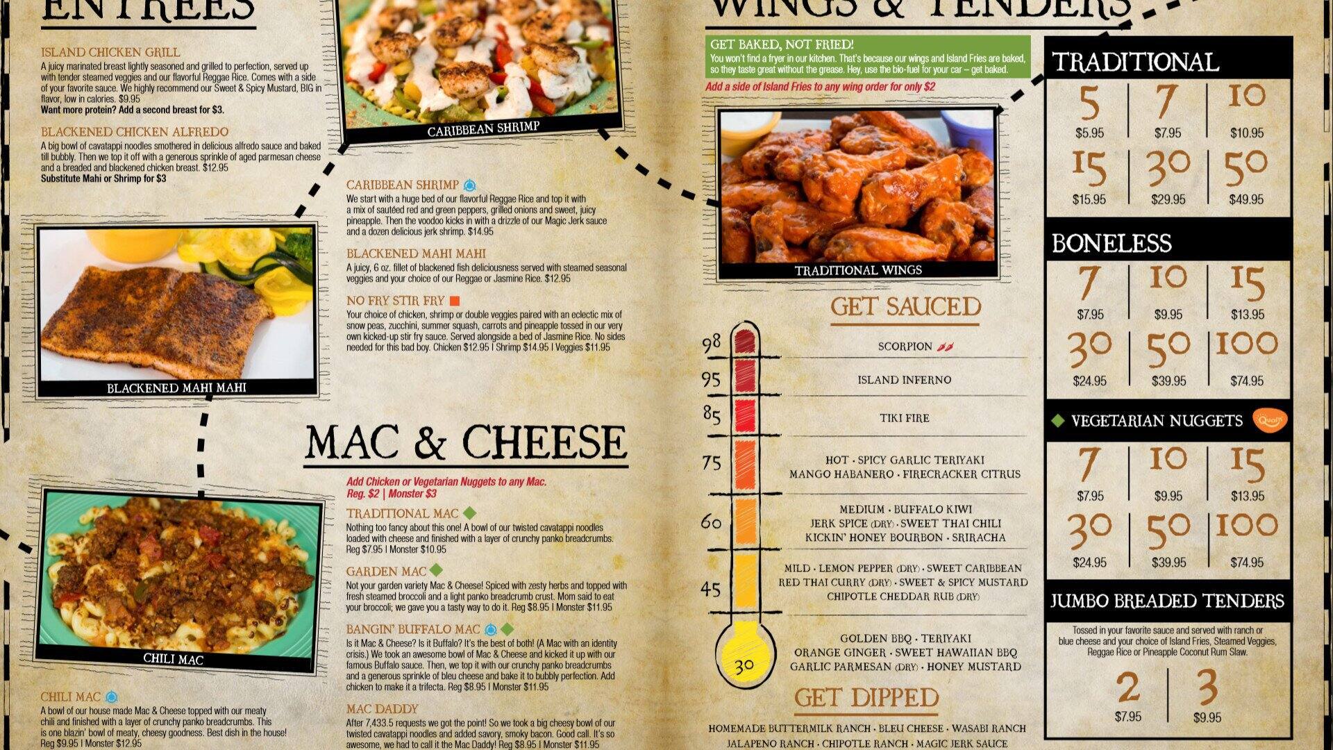 Menu at Island Wing pub & bar, Gulf Shores