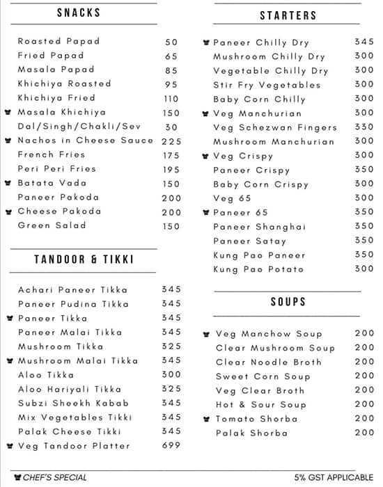 Menu of Portico Veg Restaurant, Grant Road, Mumbai
