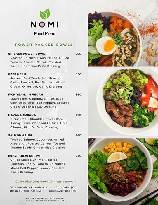 Menu at Nomi - Modern Japanese Cafe, Taguig, 29th Floor