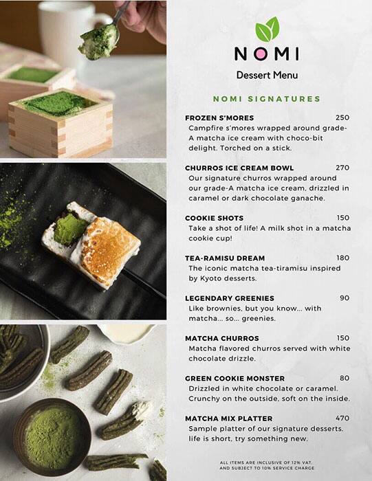 Menu at Nomi - Modern Japanese Cafe, Taguig, 29th Floor