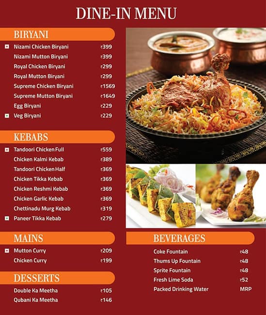 Menu at Paradise Biryani Southern Avenue, Kolkata, Ground Floor