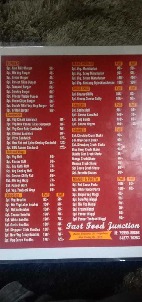Menu at Fast Food Junction, Ludhiana, House 2625/1