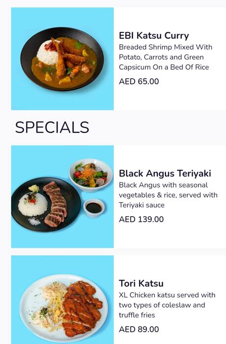 Menu at Akiba Dori - Yas Bay restaurant, Abu Dhabi