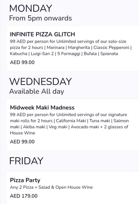 Menu at Akiba Dori - Yas Bay restaurant, Abu Dhabi