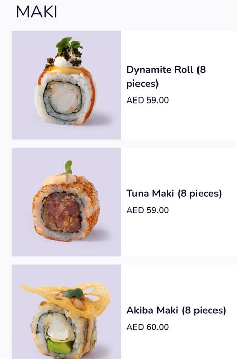 Menu at Akiba Dori - Yas Bay restaurant, Abu Dhabi