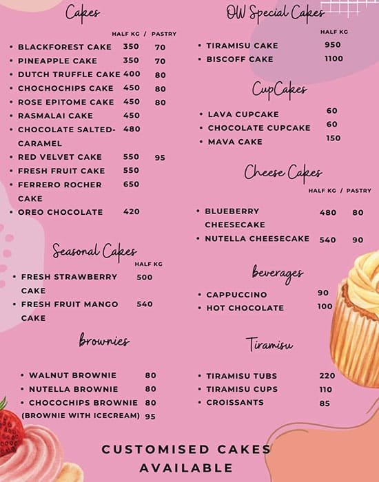 Menu of Open Window Cakes, FC Road, Pune