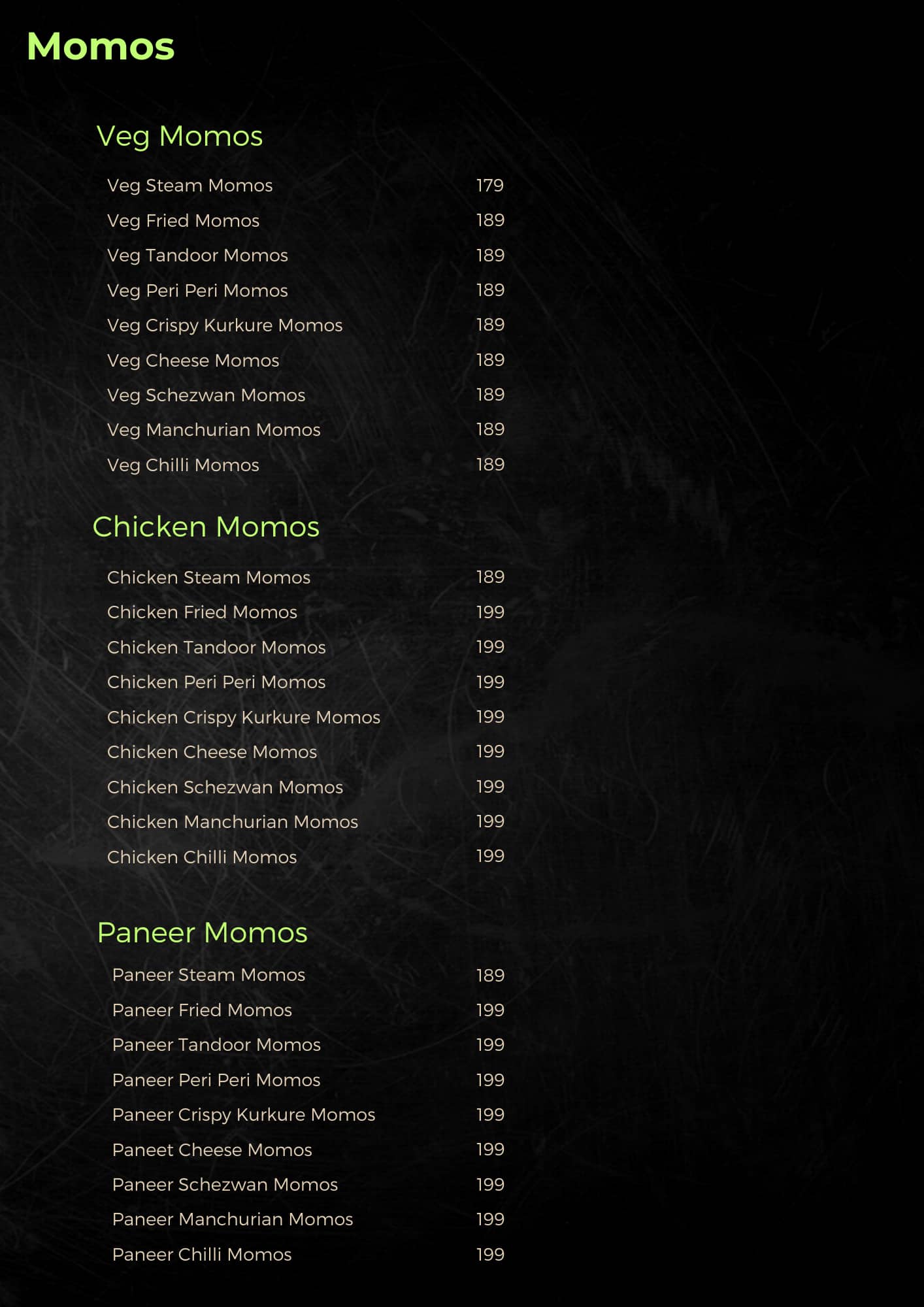 Menu of Momo Meals, Kothrud, Pune