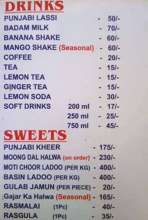 Menu at Punjabi Food Corner, Bengaluru, 67