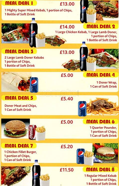 Menu at Palace Kebab Express fast food, London