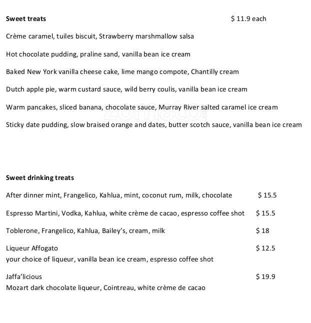 Menu at Koastal Kitchen restaurant, Surfers Paradise, 4 Ocean Ave