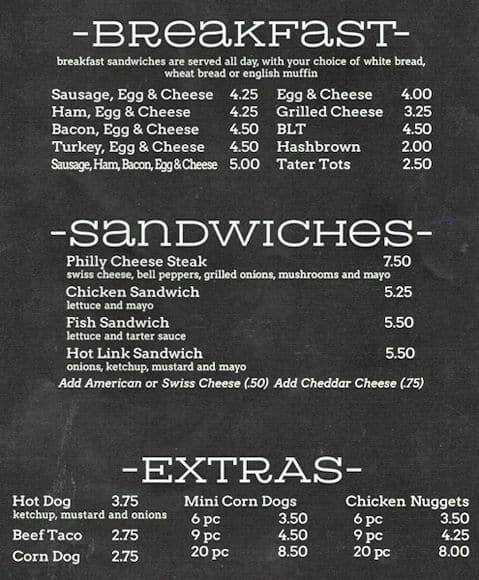 Menu at Beep's Burgers restaurant, San Francisco