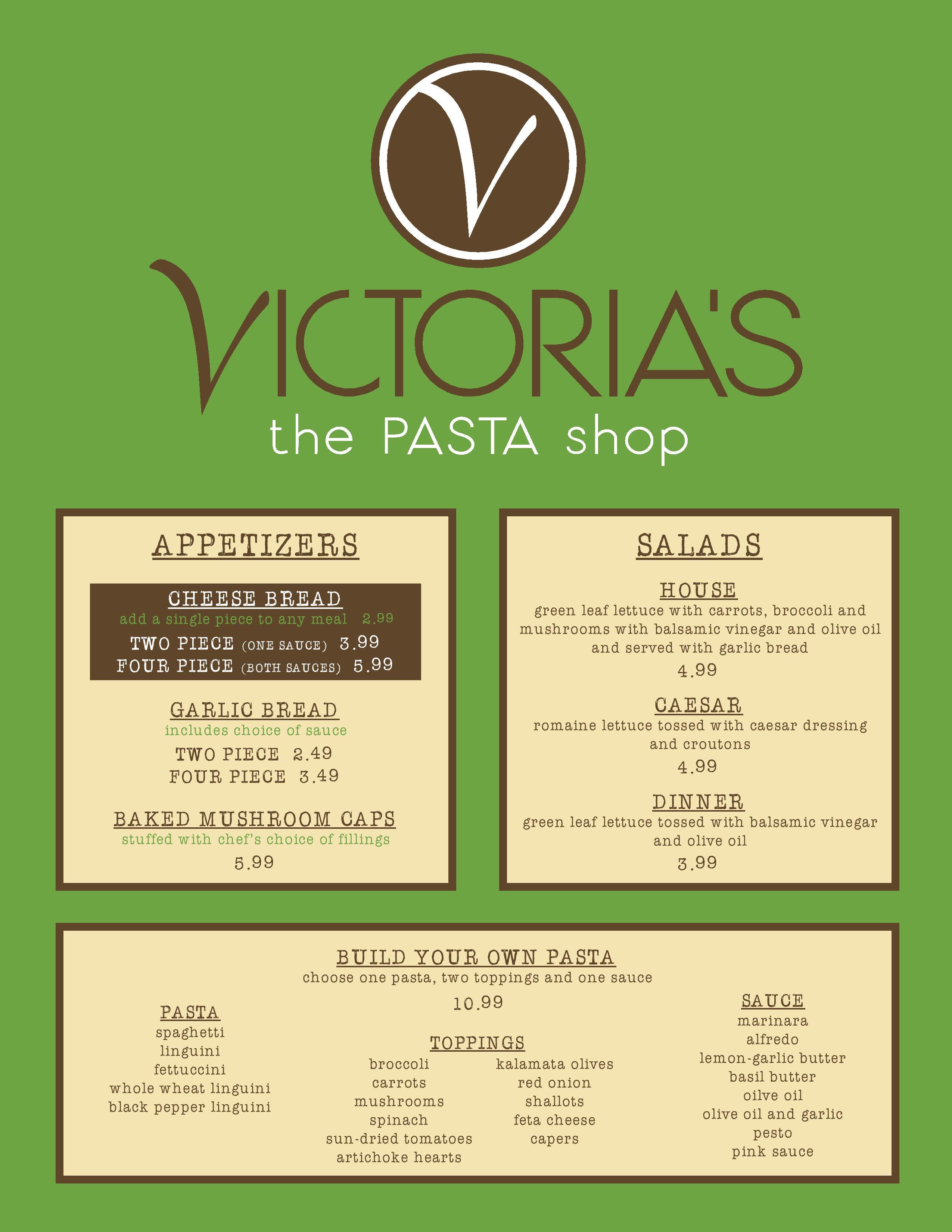 Victoria's the Pasta Shop Menu - Urbanspoon/Zomato