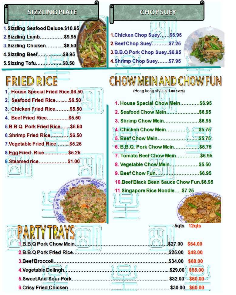 Menu at Ming Sing restaurant, Lodi