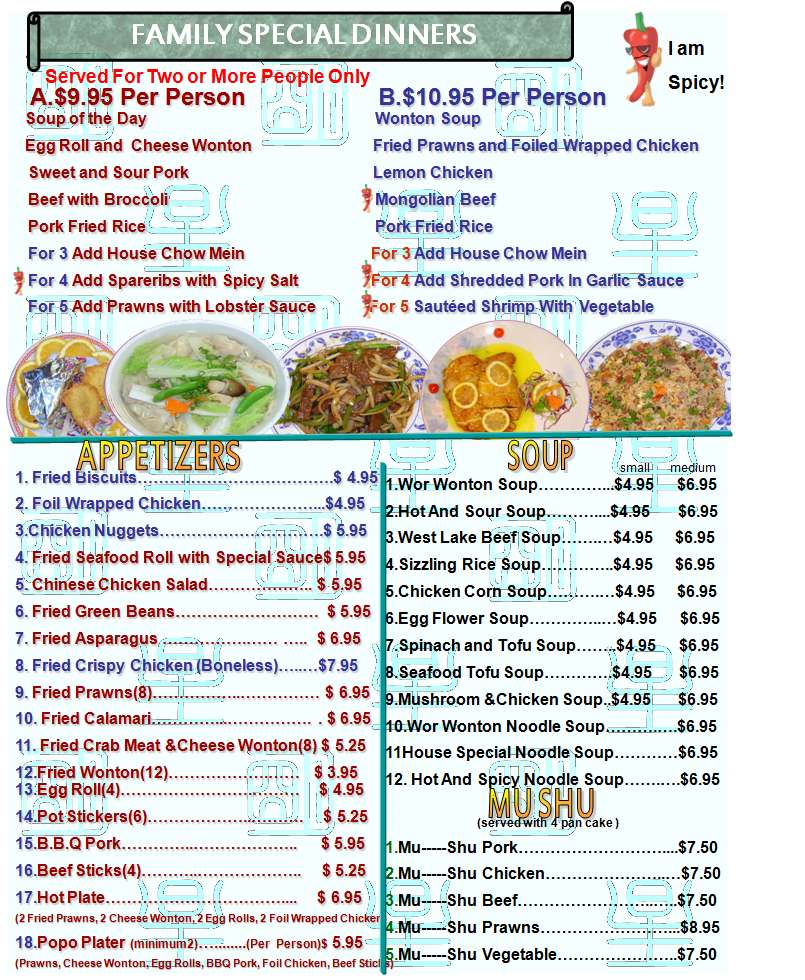 Menu at Ming Sing restaurant, Lodi