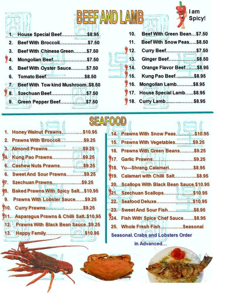 Menu at Ming Sing restaurant, Lodi