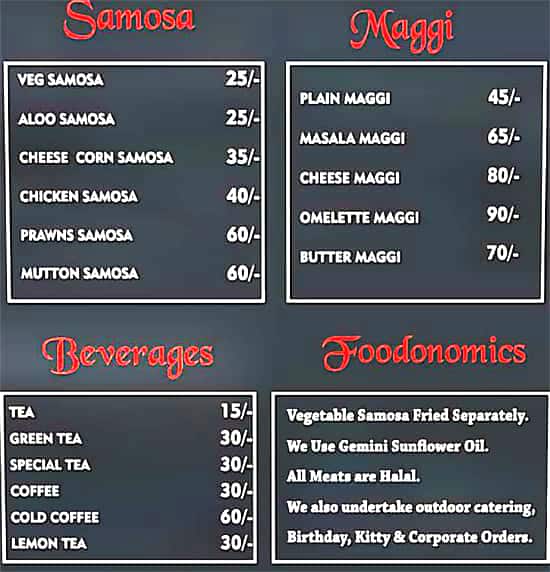 Menu of Akhtar's Samosa, Camp Area, Pune