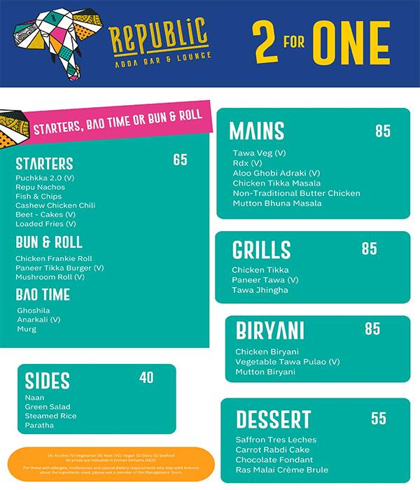 Menu of Republic Adda Bar & Lounge, Business Bay, Dubai