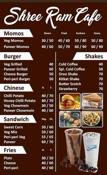 Menu of Shree Ram Cafe, Sector 37, Gurgaon