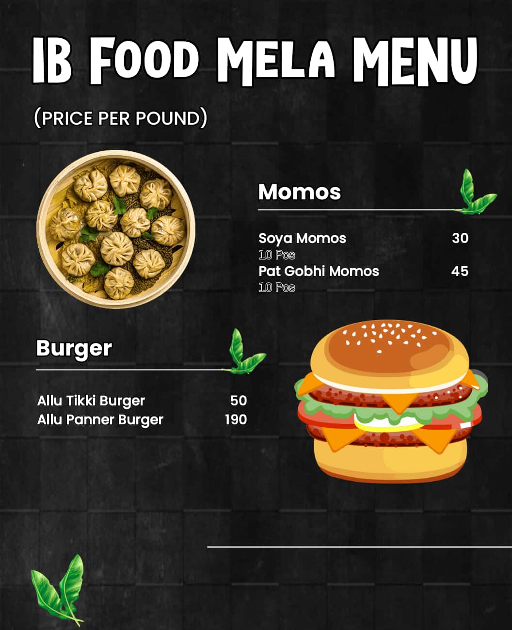 Menu of IB Food Mela, Sector 35, Faridabad