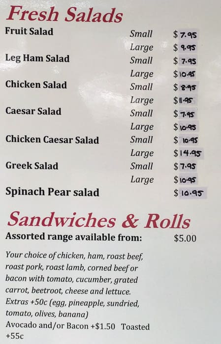 Menu at Old Fernvale Bakery & Cafe, Fernvale