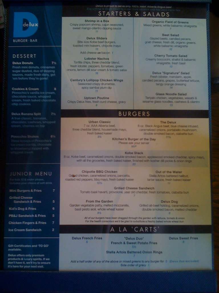Menu at 142 Bistro Bar, Edmonton, 142 St NW