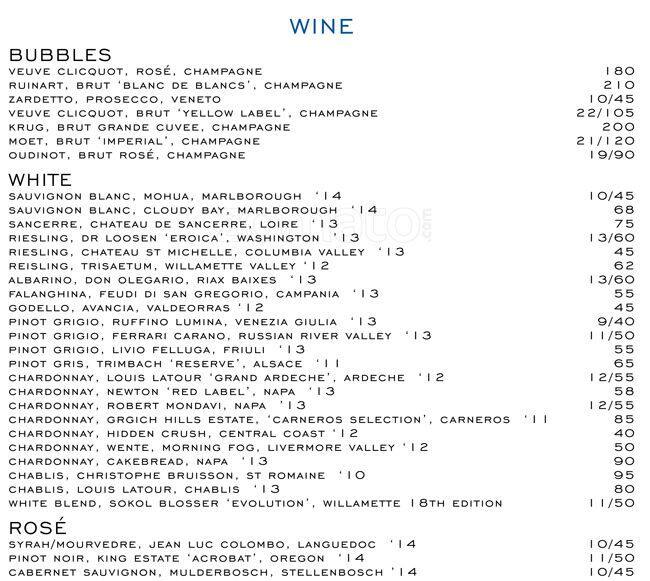 Menu at Makoto restaurant, Bal Harbour