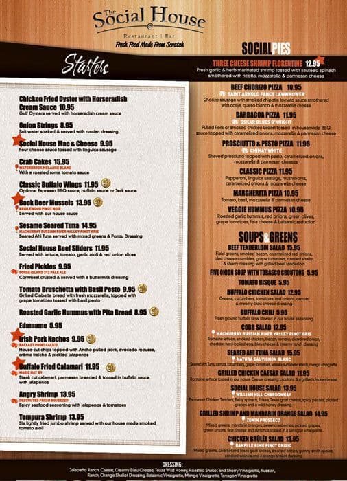 Menu at The Social House pub & bar, Addison, Belt Line Rd #410