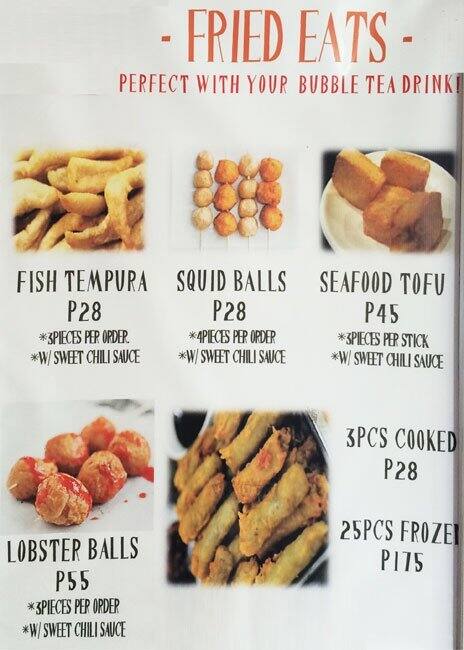 Menu at Bubble Tea Bar, Cebu City