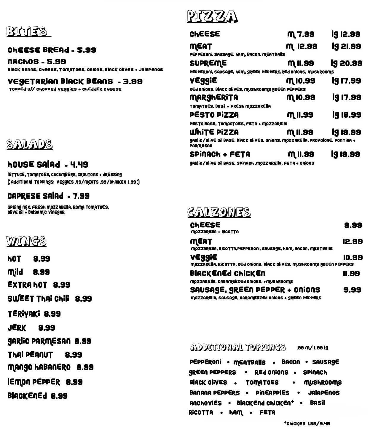 Menu at Hampton Station Pizzeria, Tampa