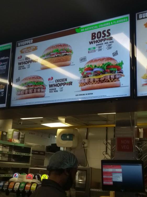 Menu at Burger King, Hyderabad, Unit 104A