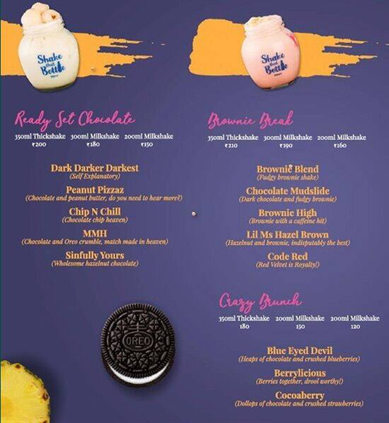 Menu at The Thickshake Factory, Bengaluru, WJP7+4G8