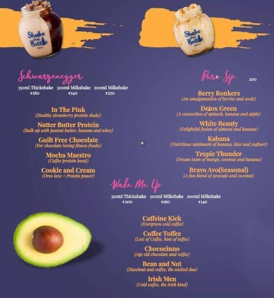 Menu at The Thickshake Factory, Bengaluru, WJP7+4G8