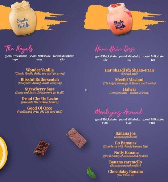Menu at The Thickshake Factory, Bengaluru, WJP7+4G8