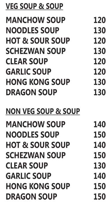 Menu of Bombay Chinese Centre, Kandivali West, Mumbai